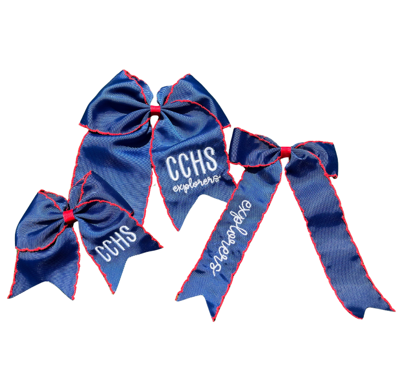Navy & Nash CCHS Streamer Bow, Navy | Columbus Explorers Shop